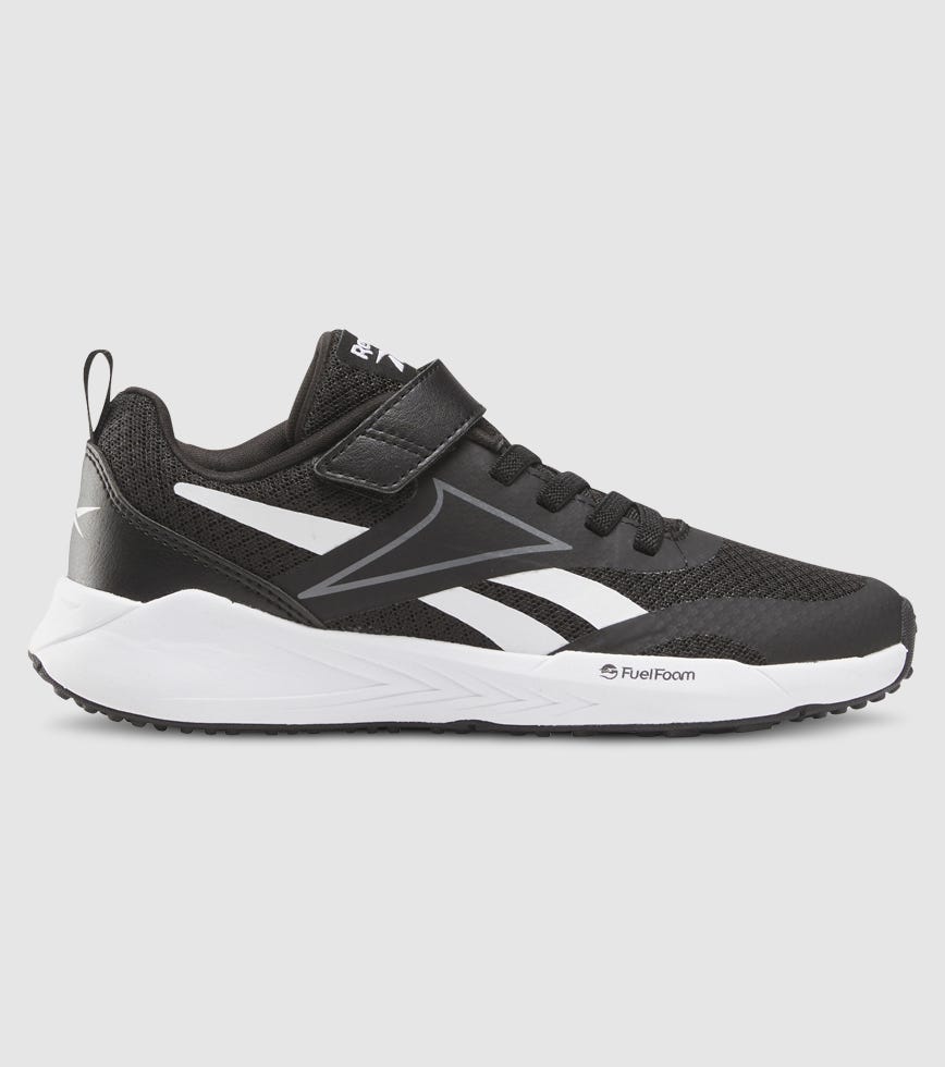 REEBOK ENERGEN RUN ELASTIC LACE & TOP STRAP (GS) KIDS BLACK WHITE GREY4 ...