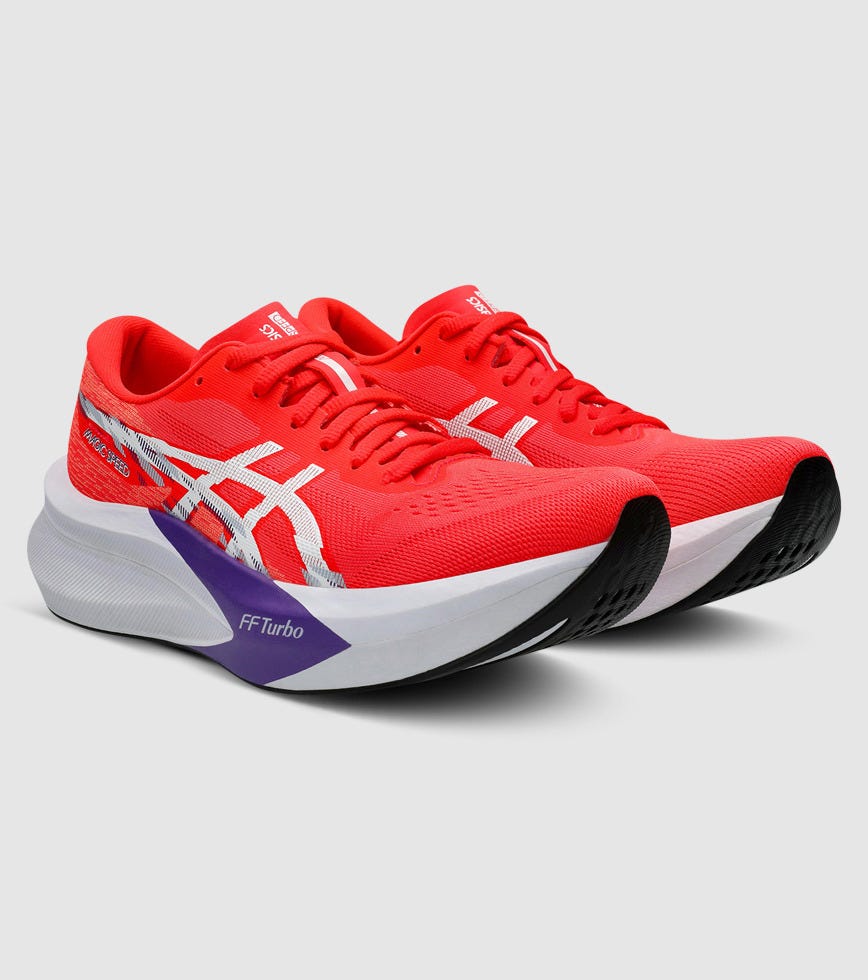 ASICS MAGIC SPEED 4 WOMENS FLASH RED WHITE | The Athlete's Foot