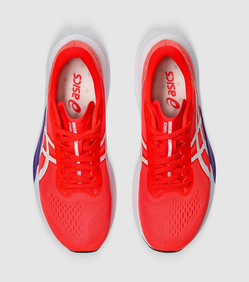ASICS MAGIC SPEED 4 WOMENS FLASH RED WHITE | The Athlete's Foot