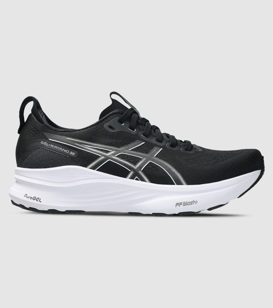 ASICS GEL-KAYANO 32 (2A NARROW) WOMENS BLACK WHITE | The Athlete's Foot