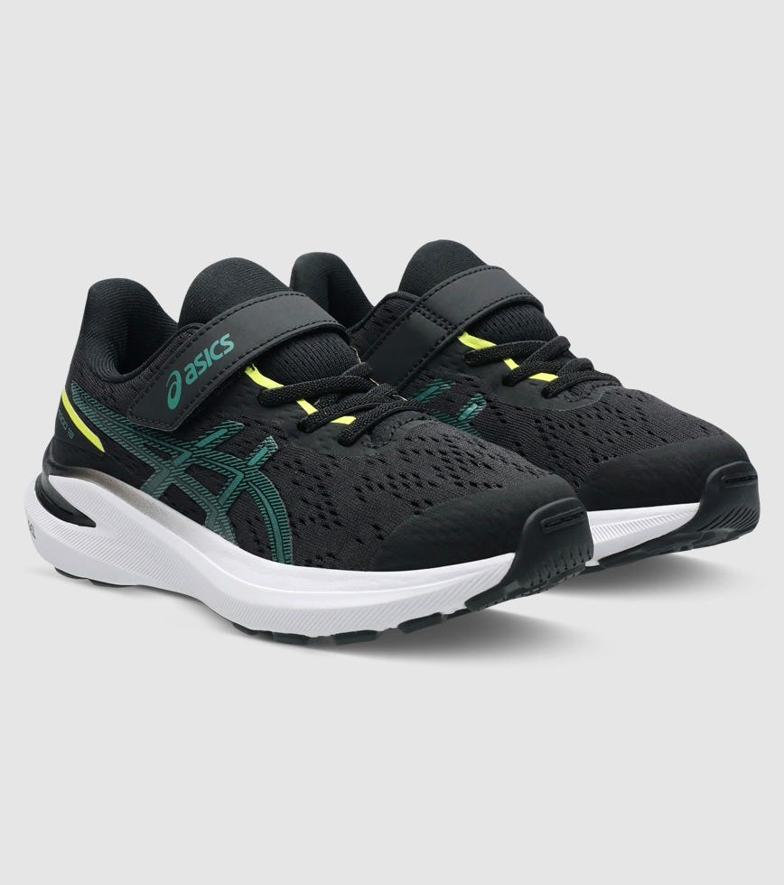 ASICS GT-1000 13 (PS) KIDS BLACK JASPER GREEN | The Athlete's Foot