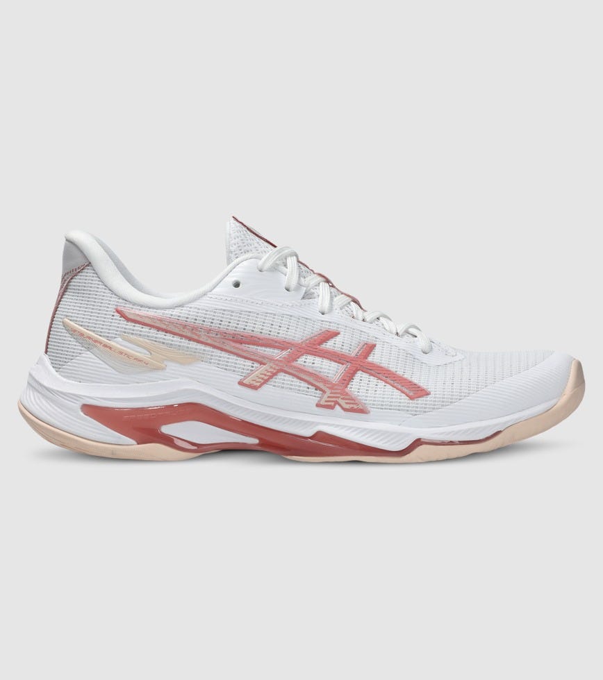 ASICS NETBURNER BALLISTIC FF 4 WOMENS NETBALL SHOES WHITE ROSE ROUGE ...