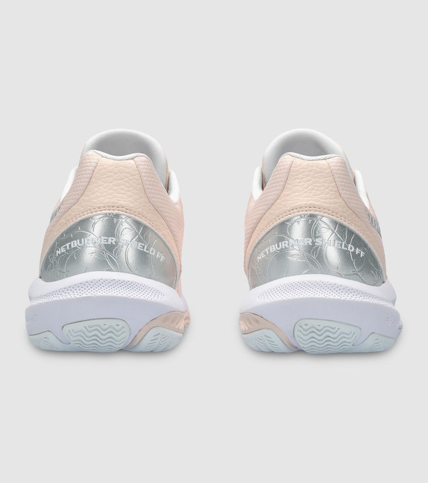 ASICS NETBURNER SHIELD WOMENS NETBALL SHOES PEARL PINK PURE SILVER ...