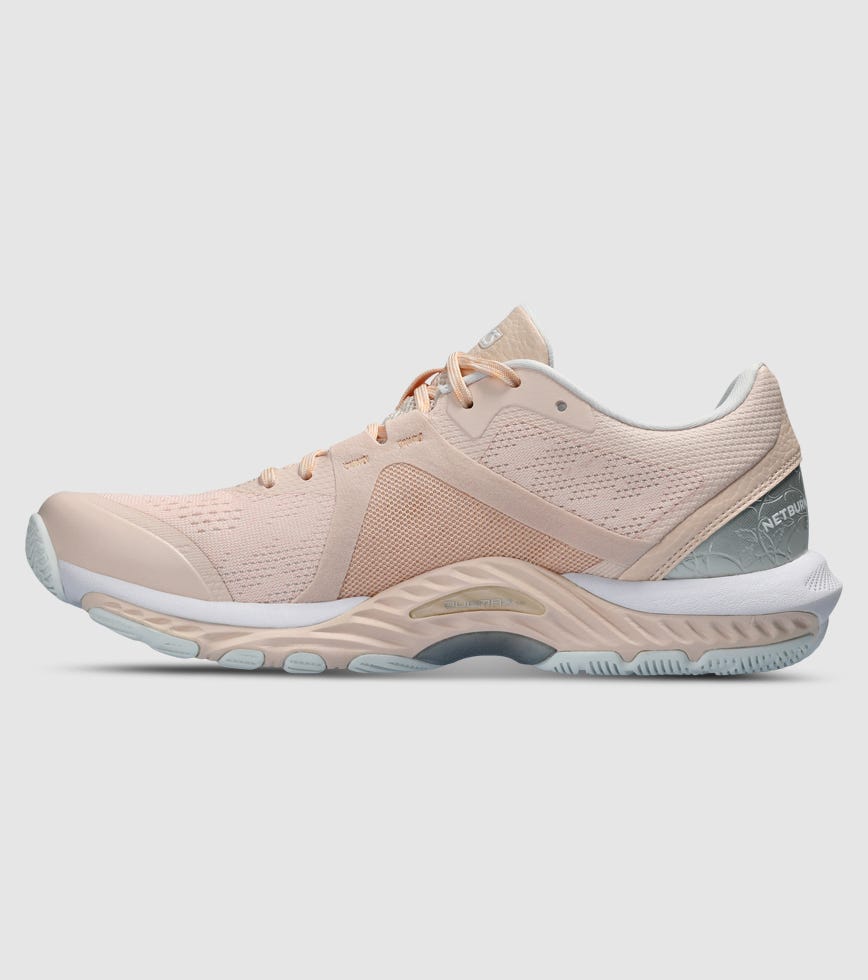 ASICS NETBURNER SHIELD WOMENS NETBALL SHOES PEARL PINK PURE SILVER ...