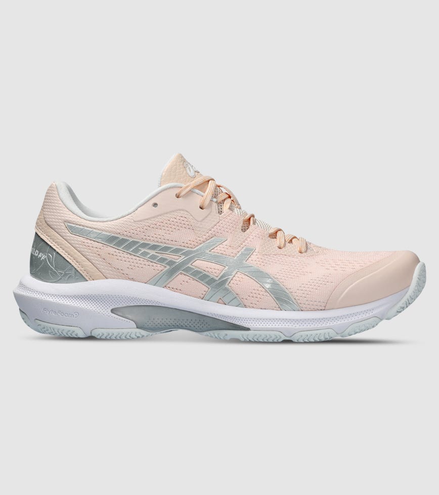 ASICS NETBURNER SHIELD WOMENS NETBALL SHOES PEARL PINK PURE SILVER ...