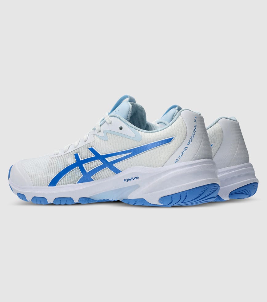 ASICS NETBURNER PROFESSIONAL FF 4 WOMENS WHITE BLUE COAST | The Athlete ...