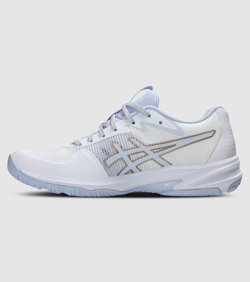 ASICS NETBURNER PROFESSIONAL FF 4 WOMENS NETBALL SHOESWHITE BLUE FADE ...