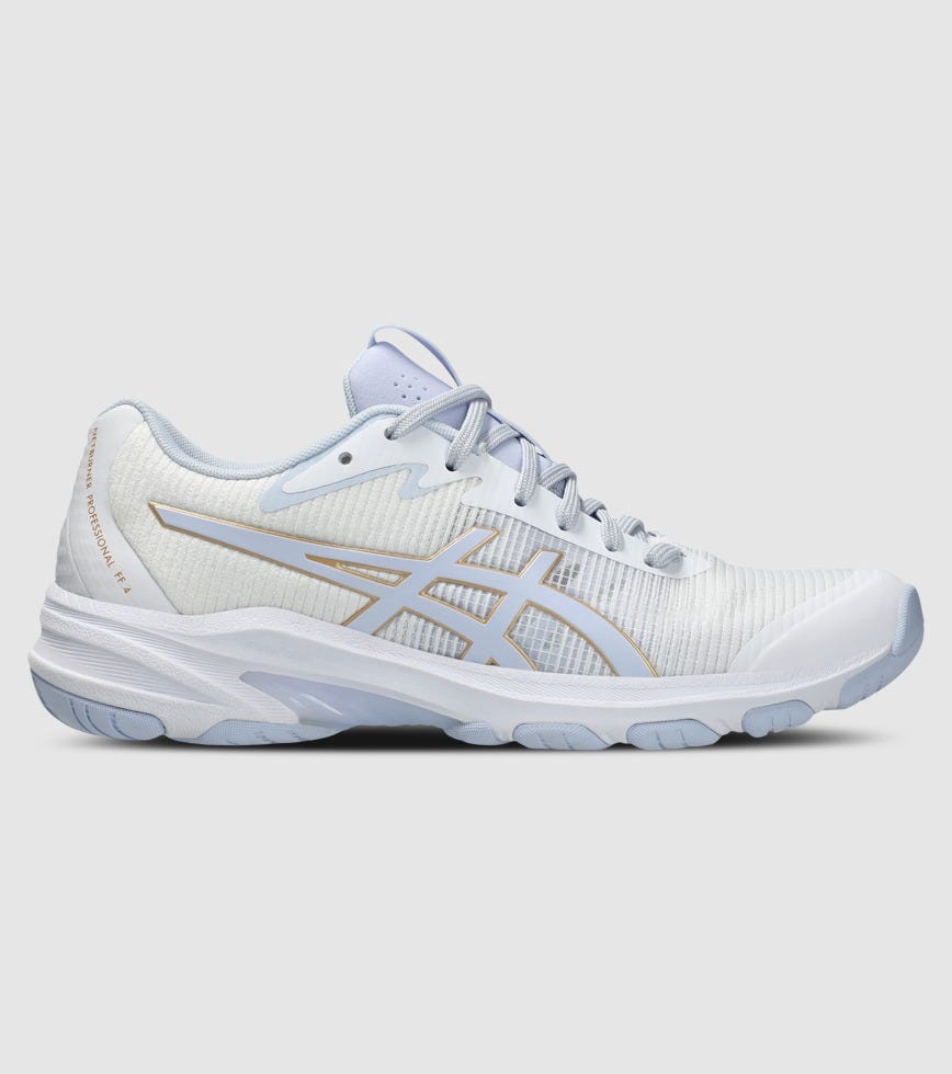 ASICS NETBURNER PROFESSIONAL FF 4 WOMENS NETBALL SHOESWHITE BLUE FADE ...
