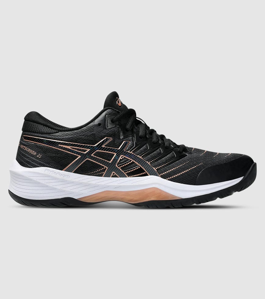 ASICS GEL-NETBURNER 21 BIO (D WIDE) WOMENS NETBALL SHOES BLACK ROSE ...