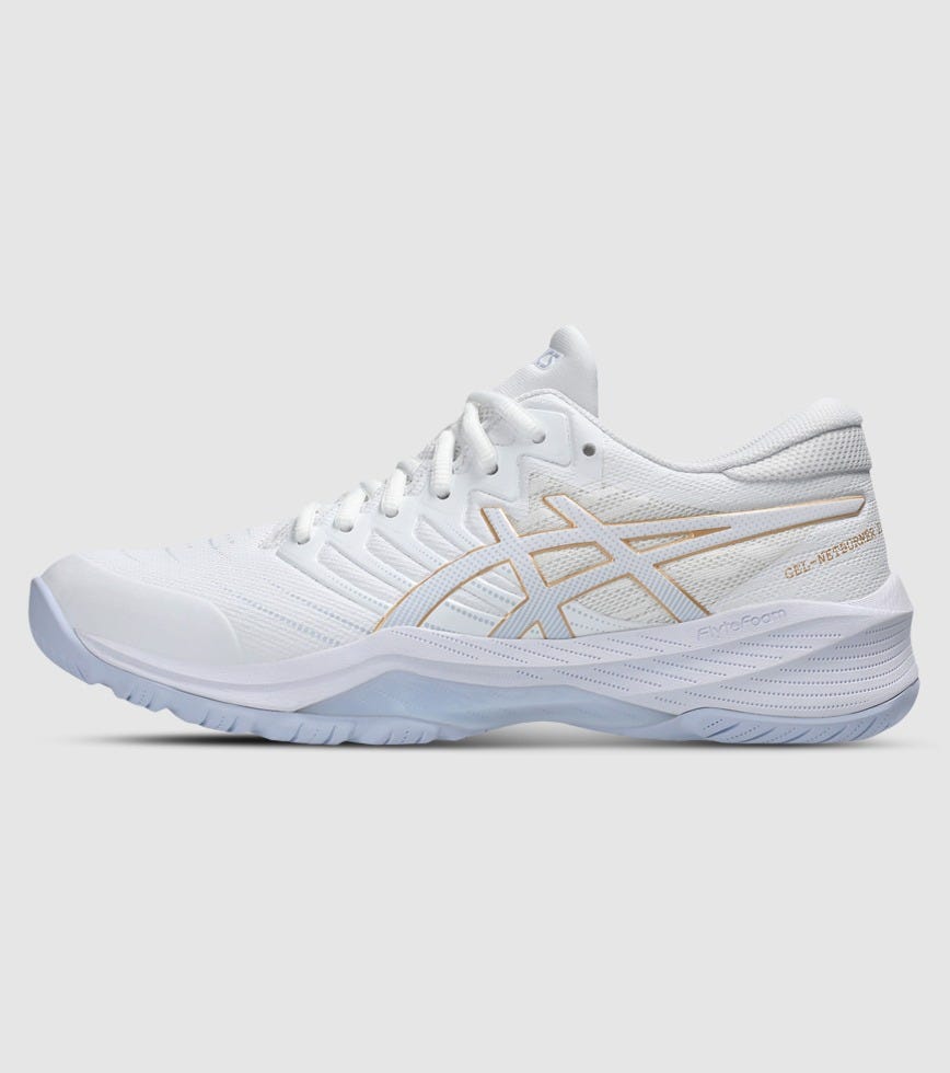ASICS GEL-NETBURNER 21 (D WIDE) WOMENS NETBALL SHOES WHITE BLUE FADE ...
