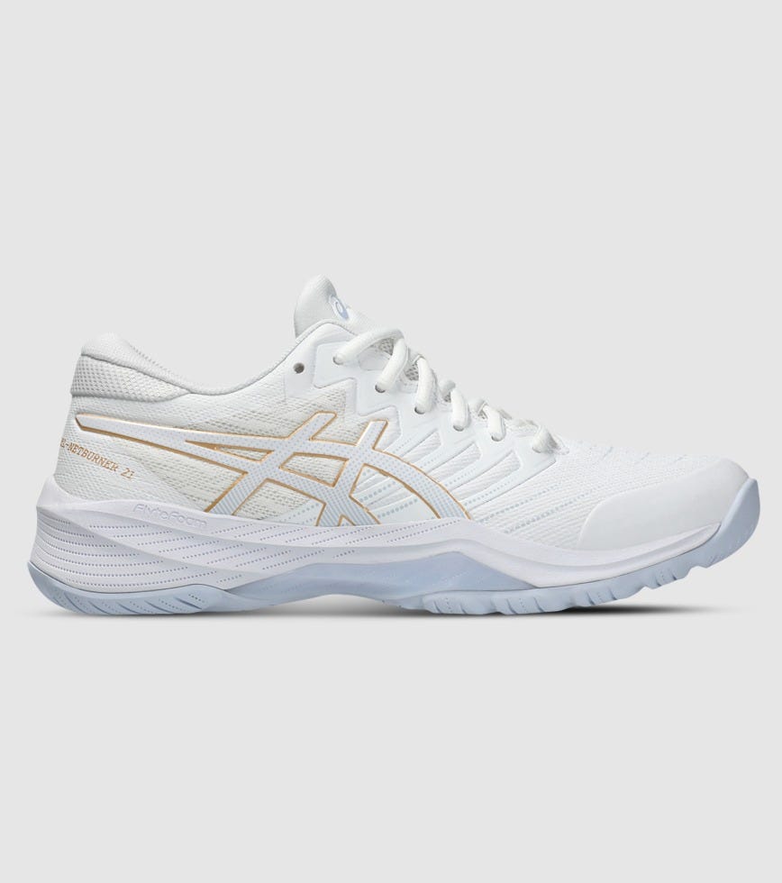 ASICS GEL-NETBURNER 21 (D WIDE) WOMENS NETBALL SHOES WHITE BLUE FADE ...