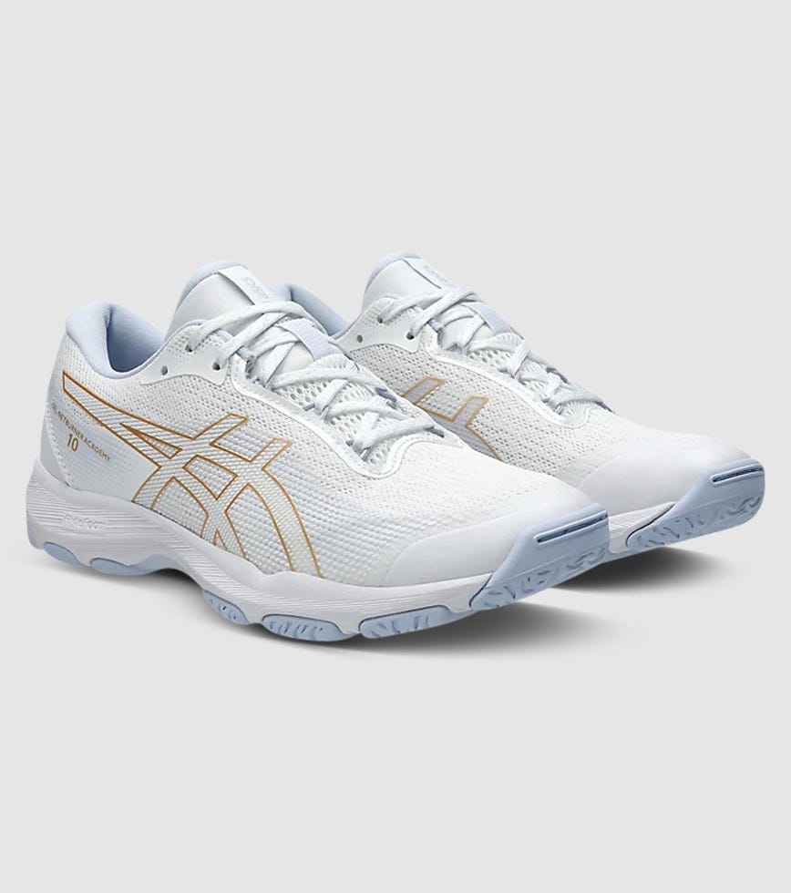ASICS GEL-NETBURNER ACADEMY 10 WOMENS NETBALL SHOES WHITE CHAMPAGNE ...