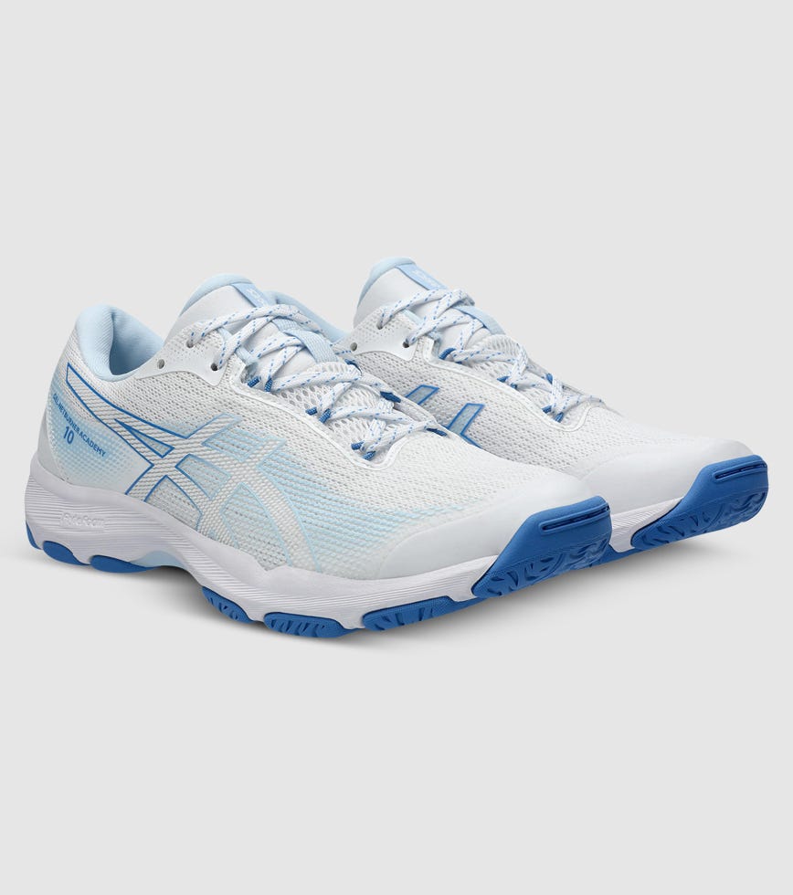 ASICS GEL-NETBURNER ACADEMY 10 WOMENS NETBALL SHOES WHITE LIGHT BLUE ...