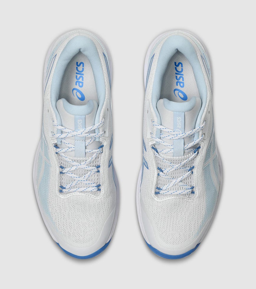 ASICS GEL-NETBURNER ACADEMY 10 WOMENS NETBALL SHOES WHITE LIGHT BLUE ...