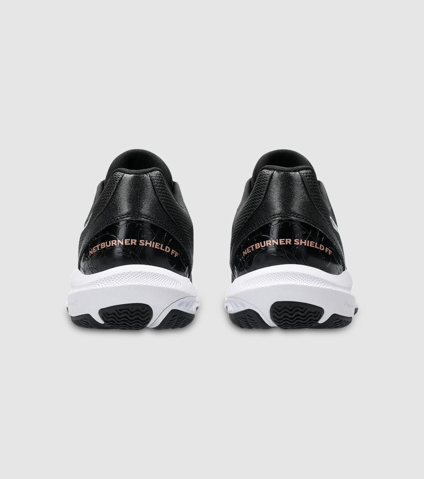 ASICS NETBURNER SHIELD FF WOMENS NETBALL SHOES BLACK CARRIER GREY | The ...
