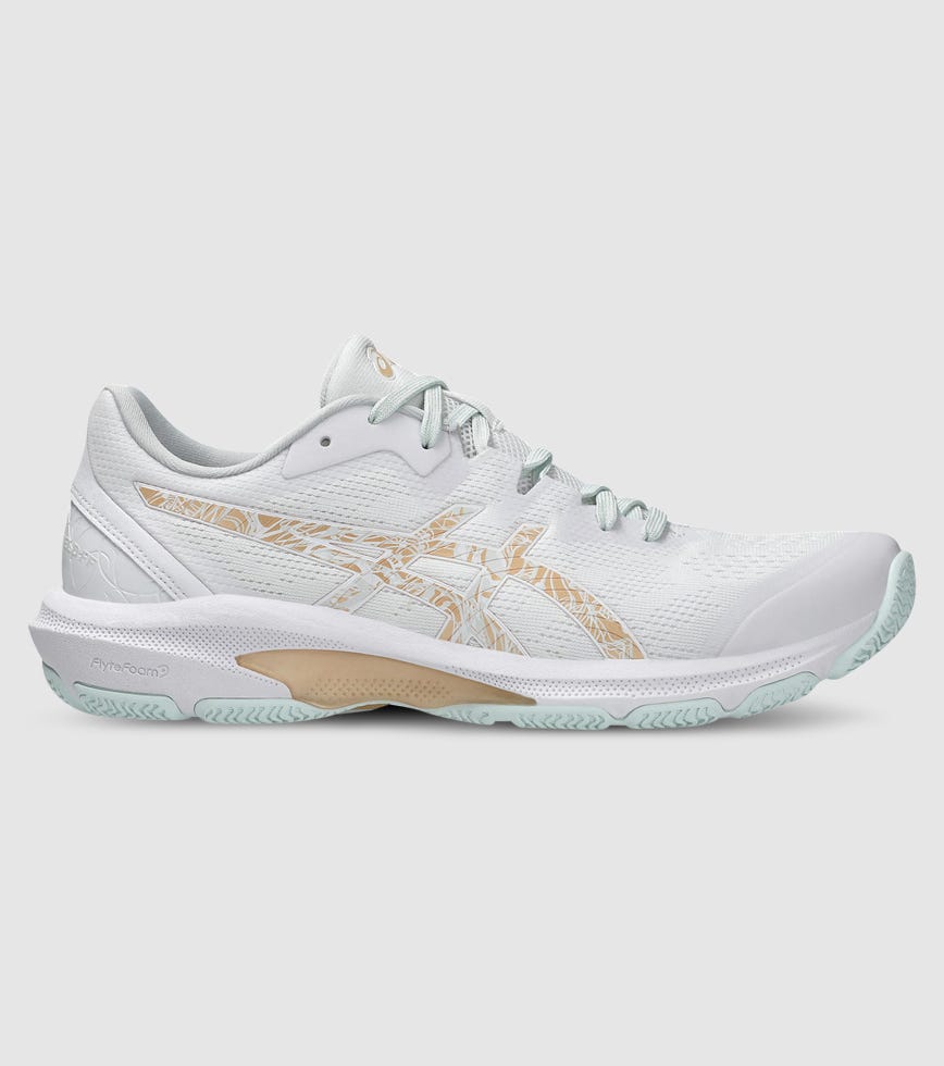 ASICS NETBURNER SHIELD FF WOMENS WHITE CHAMPAGNE | The Athlete's Foot