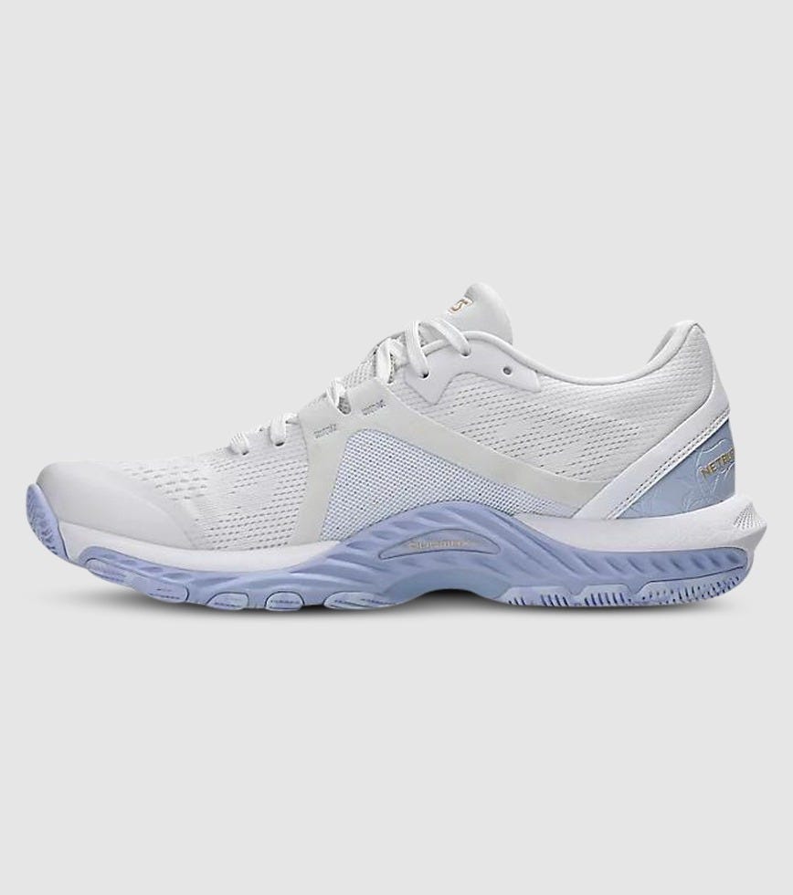 ASICS NETBURNER SHIELD WOMENS NETBALL SHOES WHITE BLUE FADE | The ...