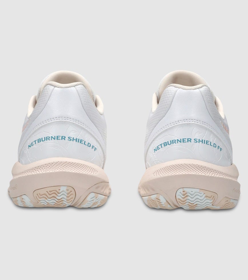 ASICS NETBURNER SHIELD WOMENS NETBALL SHOES WHITE PEARL PINK | The ...