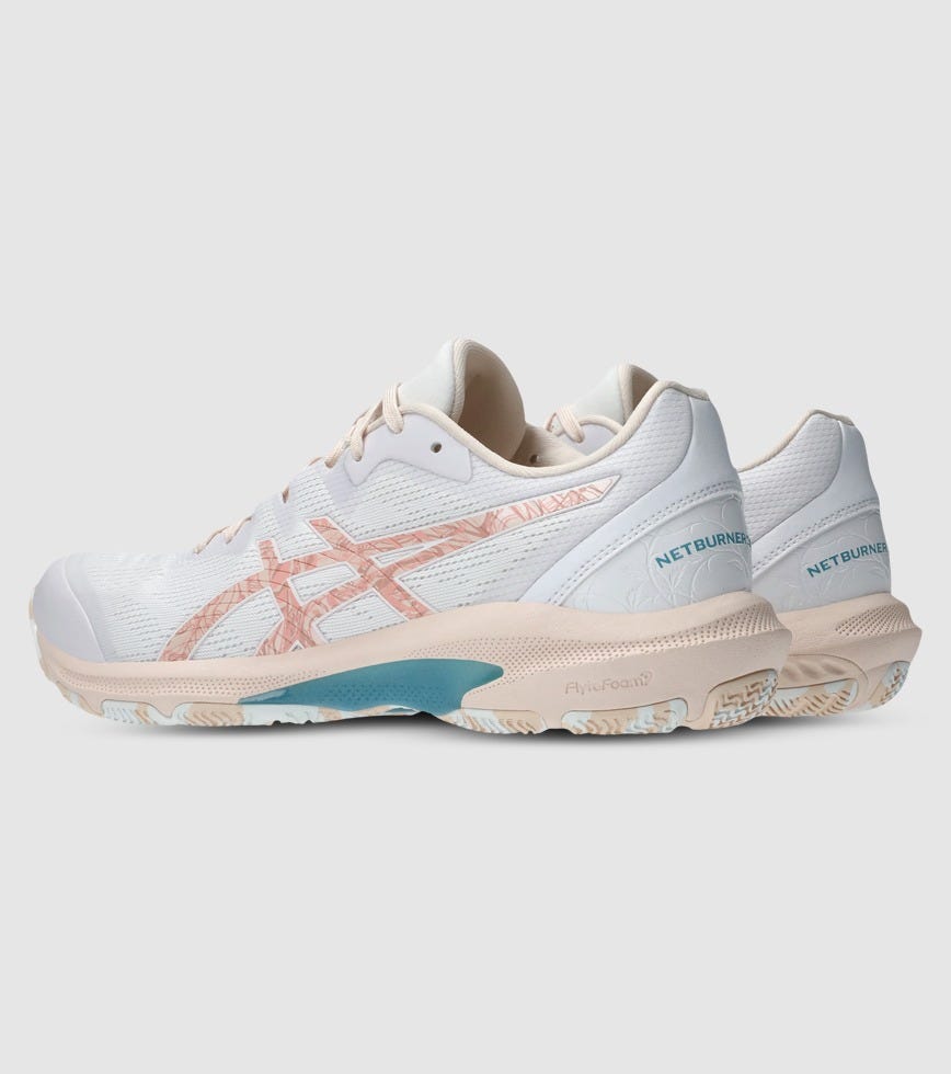 ASICS NETBURNER SHIELD WOMENS NETBALL SHOES WHITE PEARL PINK | The ...
