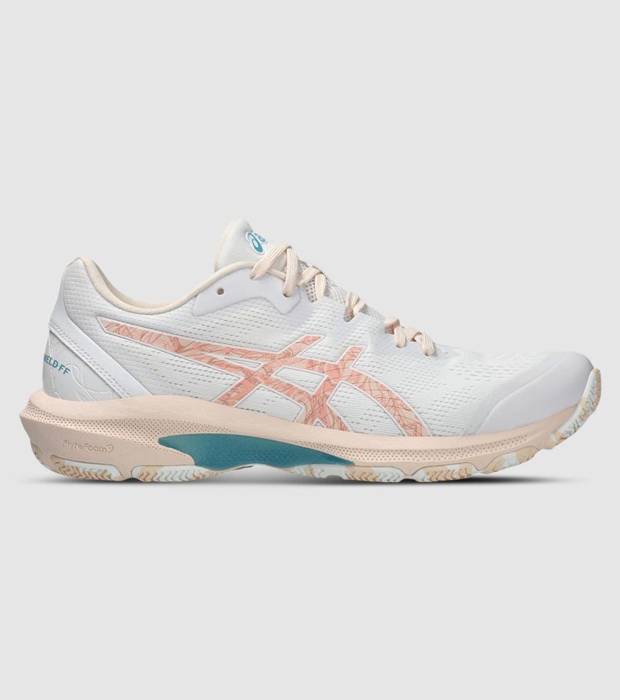ASICS NETBURNER SHIELD WOMENS NETBALL SHOES WHITE PEARL PINK | The ...