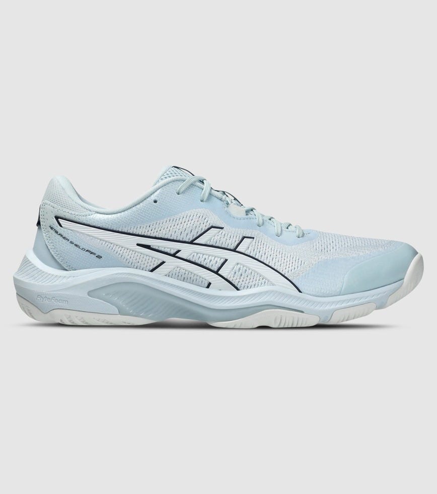 ASICS NETBURNER SHIELD 2 WOMENS NETBALL SHOES SKY WHITE | The Athlete's ...