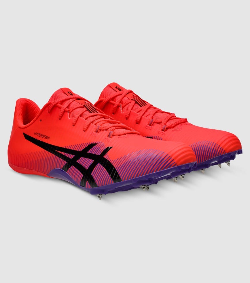 ASICS HYPERSPRINT 8 MENS SPIKES FLASH RED BLACK | The Athlete's Foot