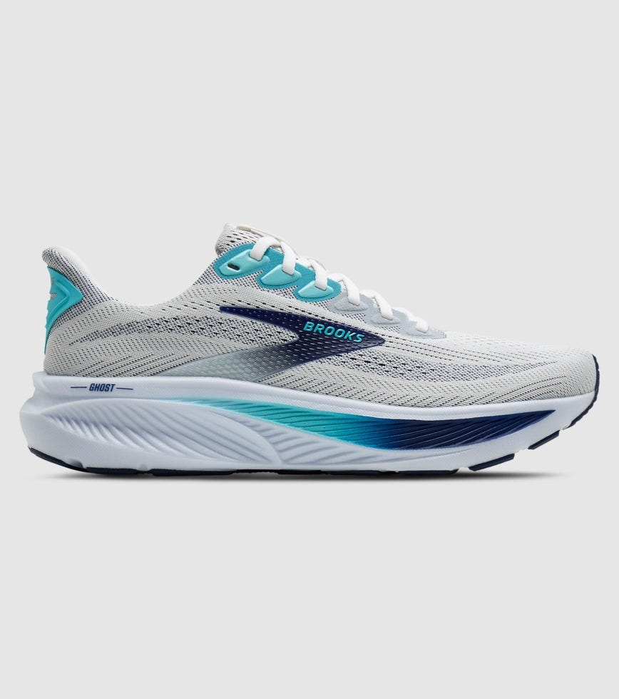 BROOKS GHOST 17 MENS WHITE BEACON BLUE IPANEMA | The Athlete's Foot