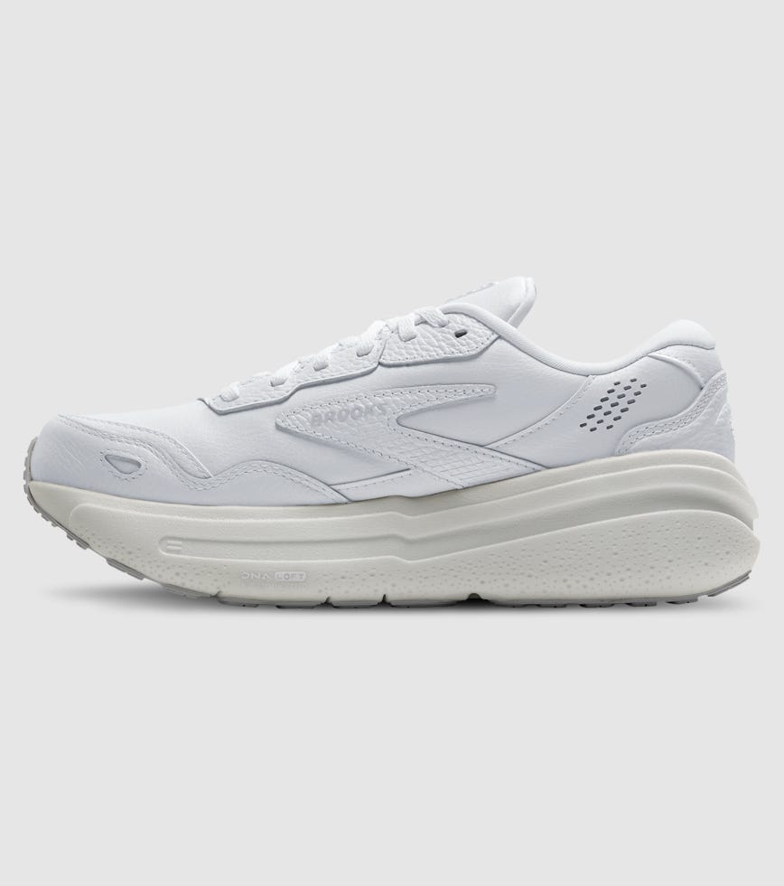 BROOKS GHOST MAX 2 LEATHER (2E WIDE) MENS WHITE WHITE | The Athlete's Foot