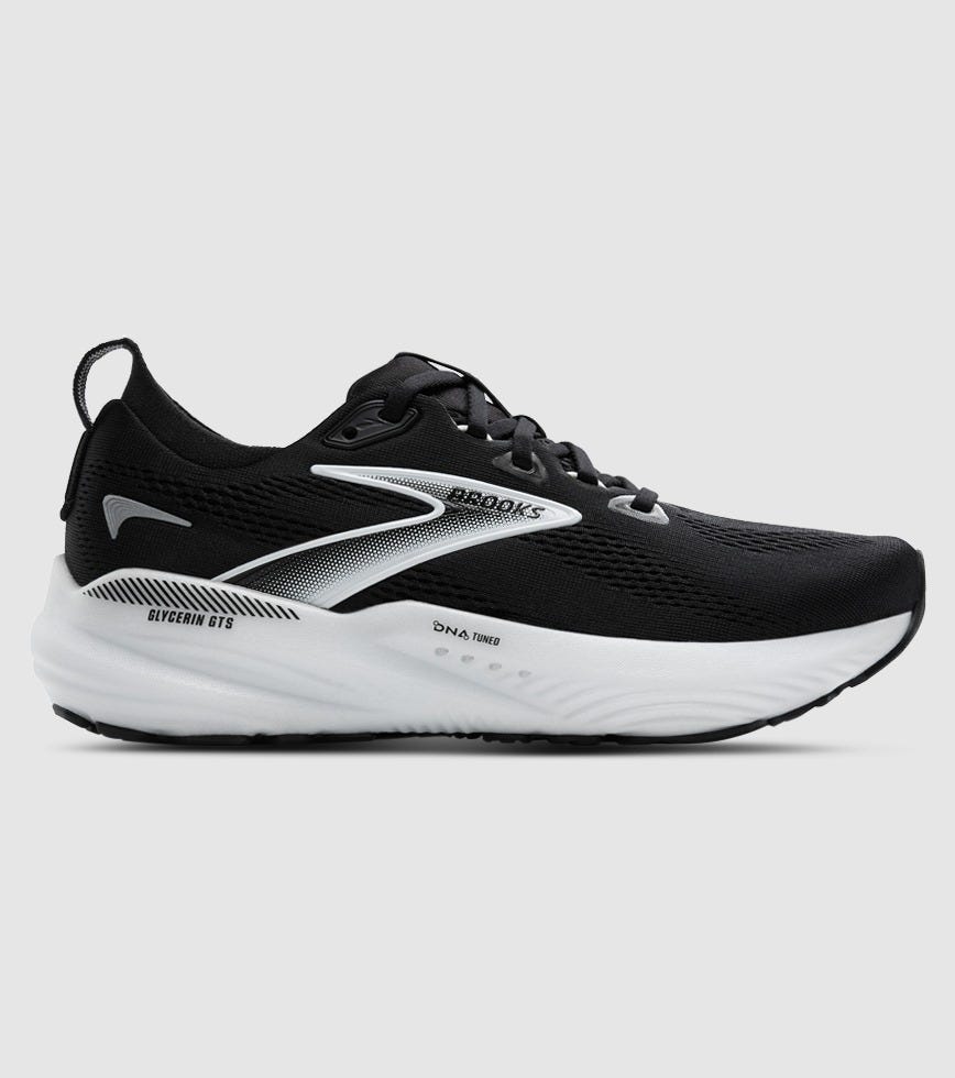 BROOKS GLYCERIN GTS 22 MENS BLACK WHITE | The Athlete's Foot
