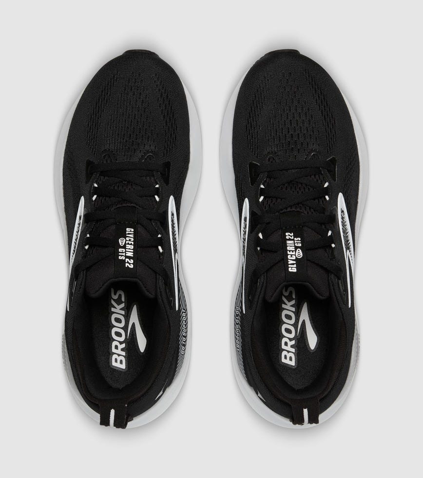 BROOKS GLYCERIN GTS 22 MENS BLACK WHITE | The Athlete's Foot