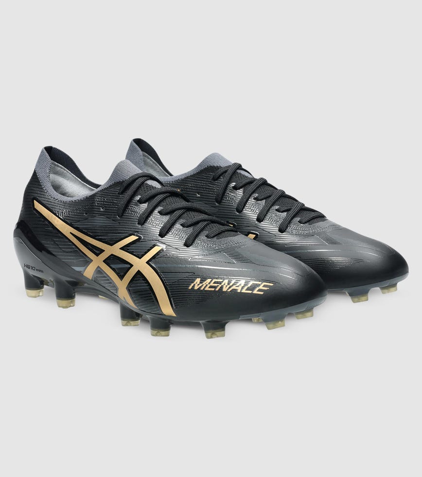 ASICS MENACE 5 (FG) MENS FOOTBALL BOOTS BLACK PURE GOLD | The Athlete's ...