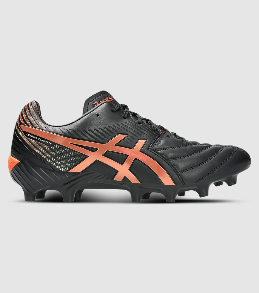ASICS LETHAL FLASH IT FF 3 (FG) MENS FOOTBALL BOOTS BLACK NOVA ORANGE ...