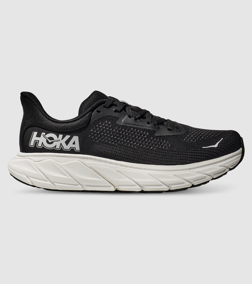 HOKA ARAHI 7 (2E WIDE) MENS BLACK WHITE | The Athlete's Foot