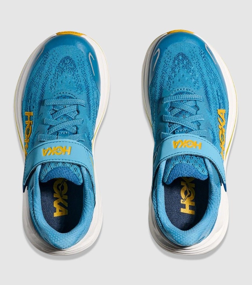 HOKA CLIFTON 10 (PS) KIDS SAGE NEON FLAME | The Athlete's Foot