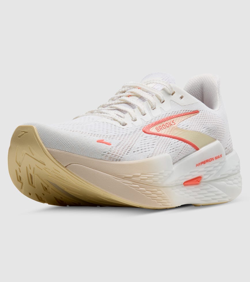 BROOKS HYPERION MAX 2 WOMENS WHITE PEACH CORAL | The Athlete's Foot