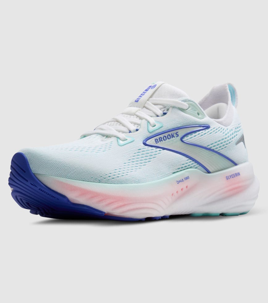 BROOKS GLYCERIN 22 WOMENS WHITE AMPARO BLUE | The Athlete's Foot
