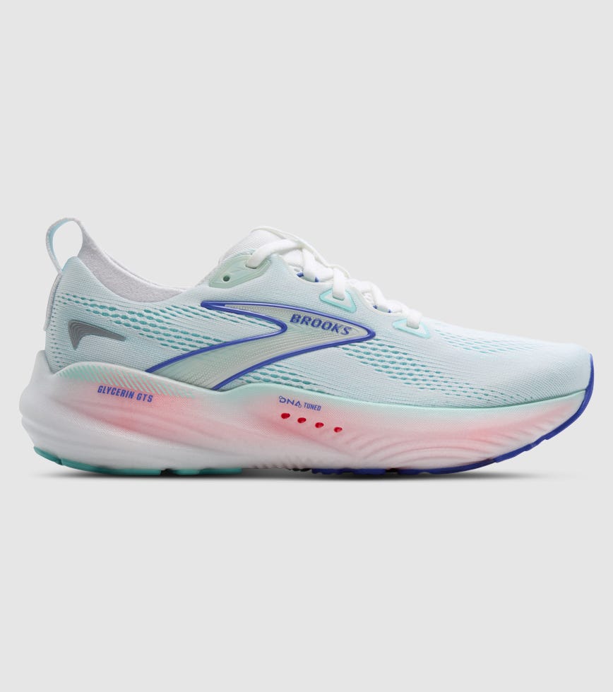BROOKS GLYCERIN GTS 22 WOMENS WHITE AMPARO BLUE | The Athlete's Foot