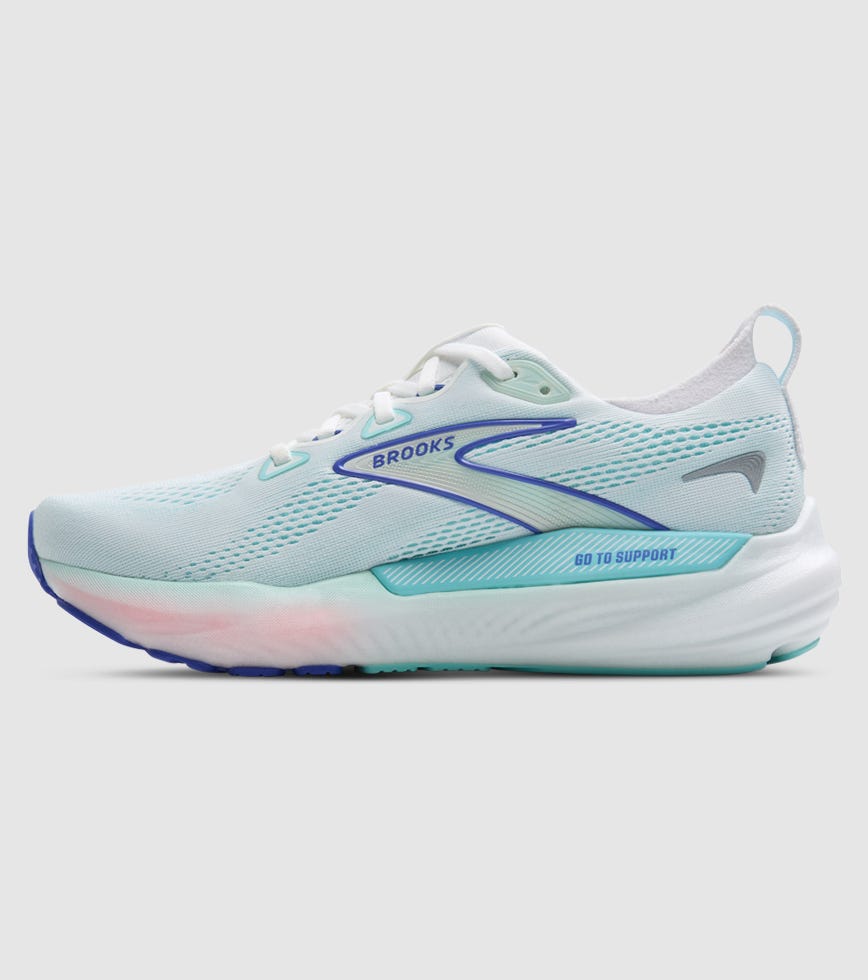 BROOKS GLYCERIN GTS 22 WOMENS WHITE AMPARO BLUE | The Athlete's Foot