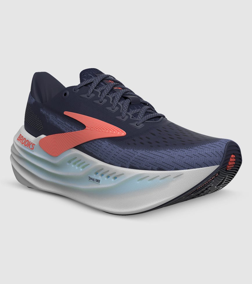 BROOKS GLYCERIN MAX WOMENS PEACOAT BLUE HOT CORAL | The Athlete's Foot