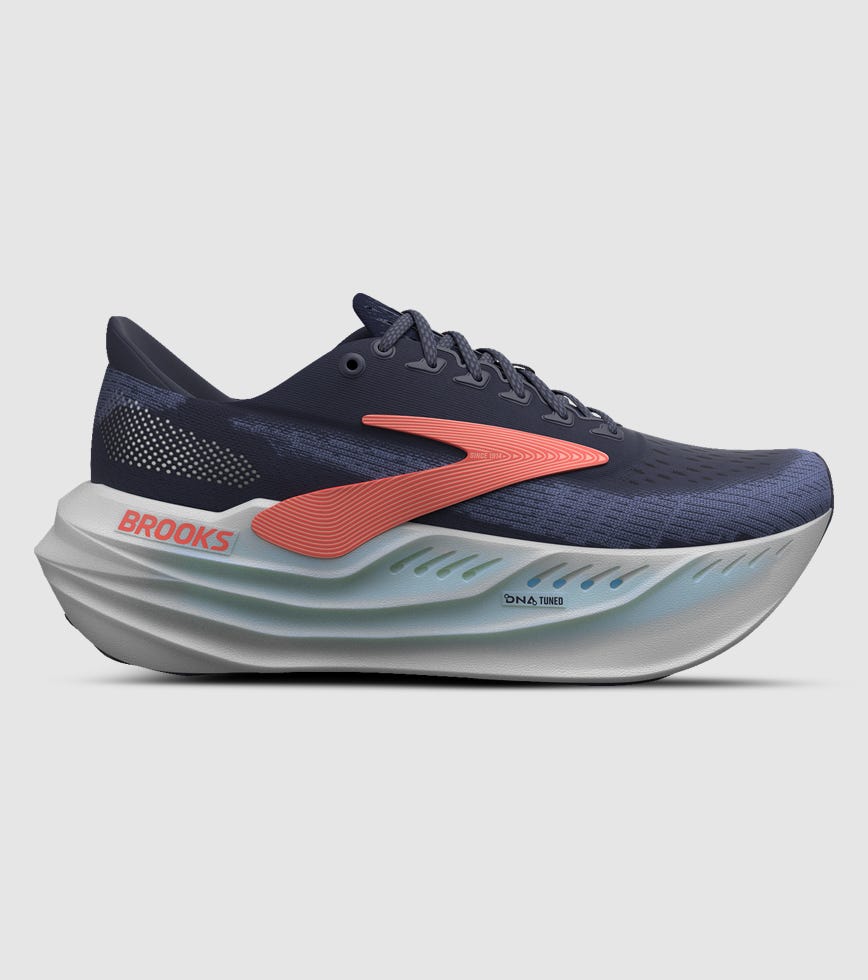 BROOKS GLYCERIN MAX WOMENS PEACOAT BLUE HOT CORAL | The Athlete's Foot