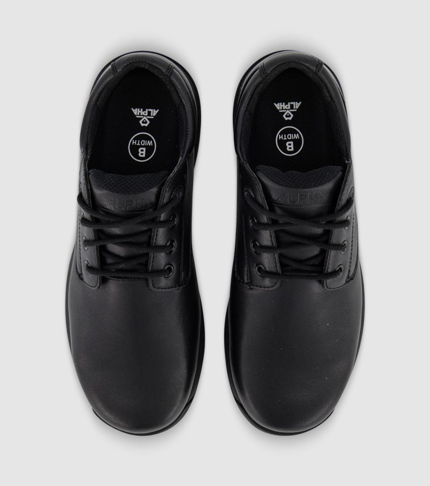ALPHA CAPTAIN JUNIOR (2E WIDE) BOYS SCHOOL SHOES BLACK | The Athlete's Foot