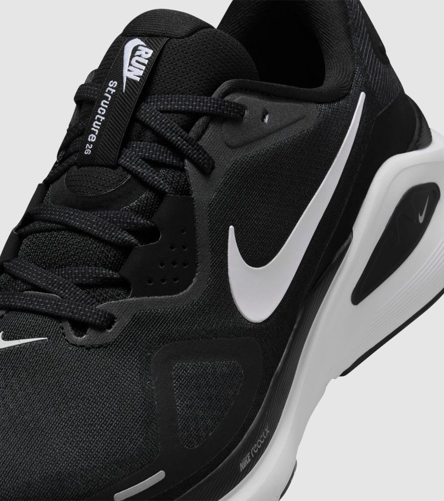 NIKE STRUCTURE 26 MENS (4E WIDE) BLACK WHITE WOLF GREY METALLIC SILVER ...