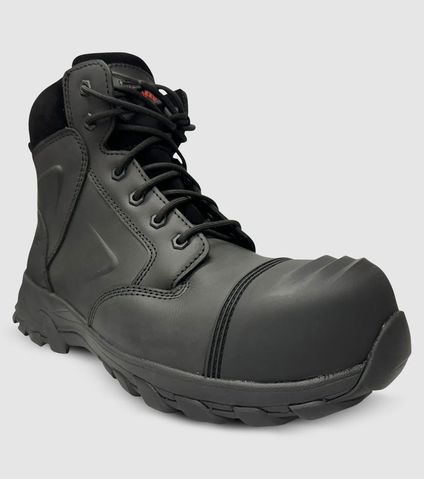 ERGONX SAFETY BOOTS LACE UP (HELIUM) (4E X-WIDE) MENS BLACK | The ...