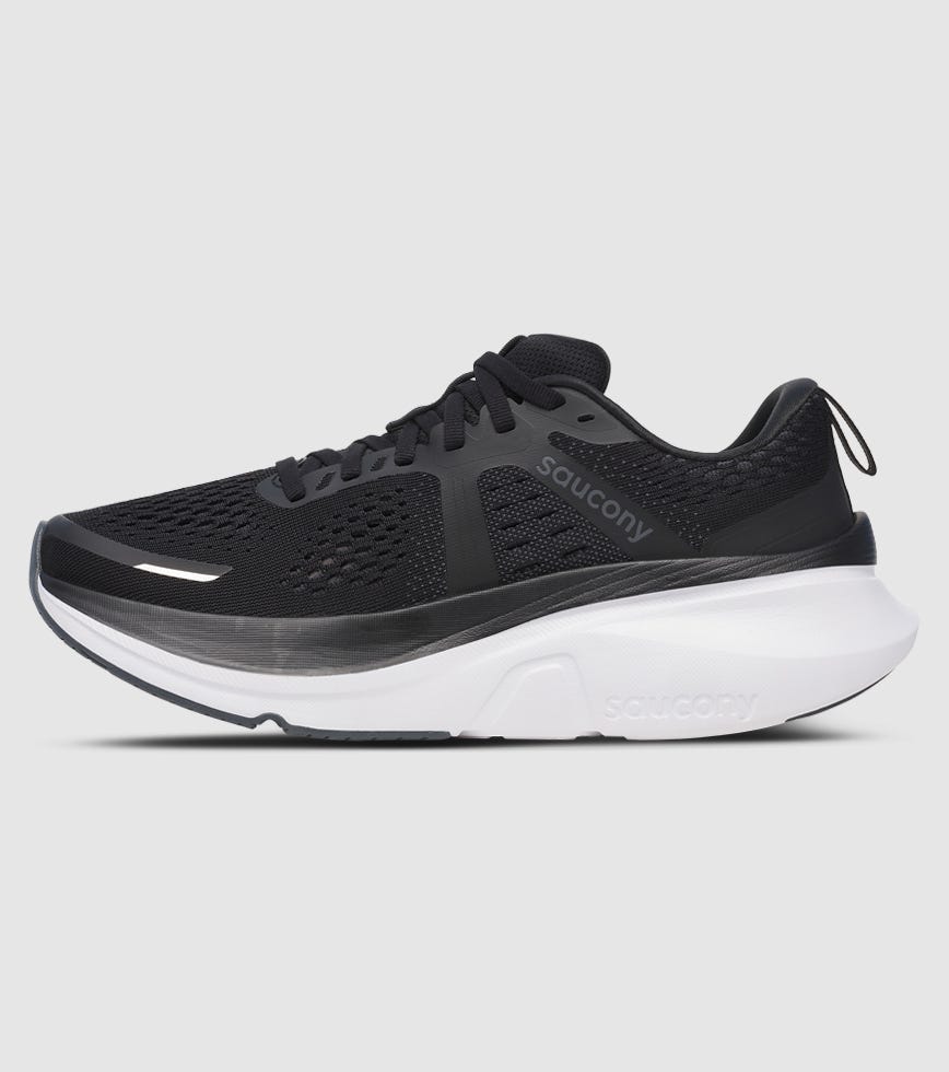 SAUCONY GUIDE 18 (2E X-WIDE) WOMENS BLACK WHITE | The Athlete's Foot