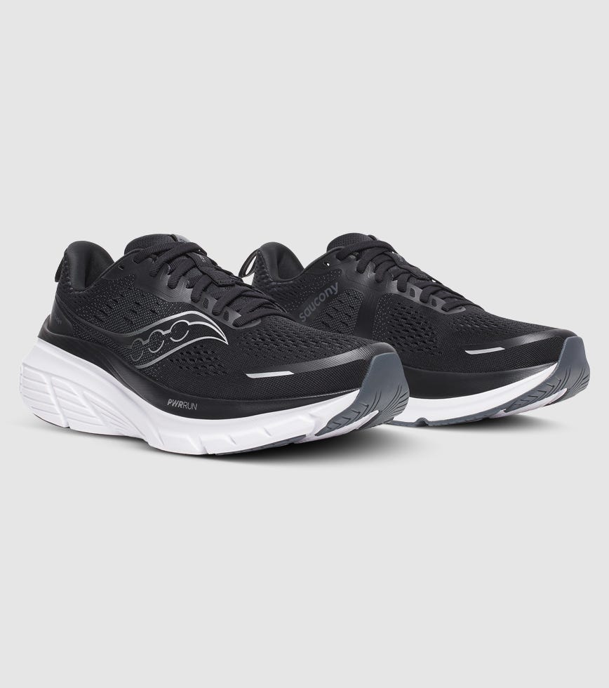 SAUCONY GUIDE 18 (4E X-WIDE) MENS BLACK WHITE | The Athlete's Foot