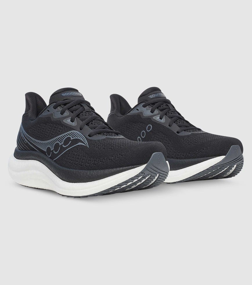 SAUCONY TRIUMPH 23 (2E WIDE) MENS BLACK WHITE | The Athlete's Foot