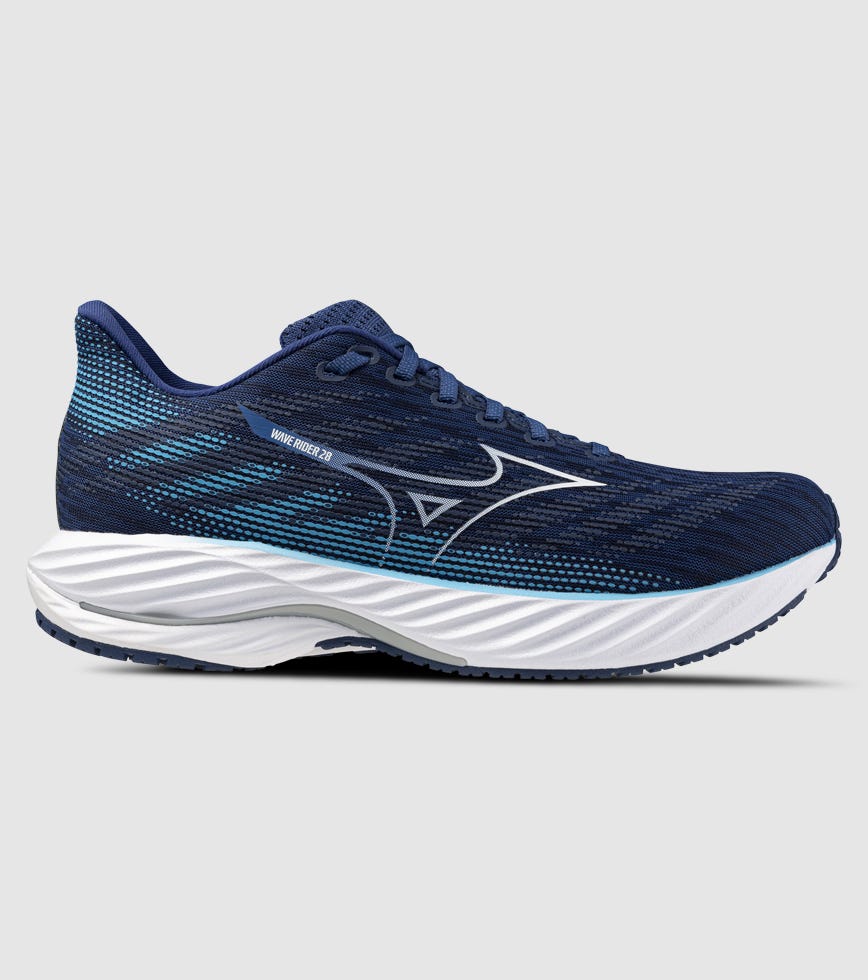 MIZUNO WAVE RIDER 28 (2E WIDE) MENS ESTATE BLUE WHITE RIVER BLUE | The Athlete's Foot