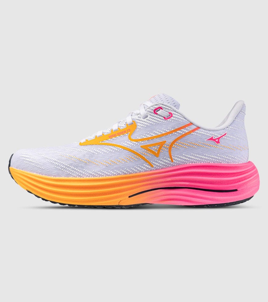 MIZUNO WAVE RIDER 29 HANABI UNISEX WHITE TANG ORANGE PINK TETRA | The ...